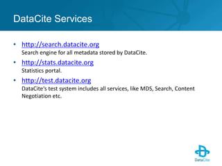 Introduction to DataCite and its Infrastructure for new Members | PPT