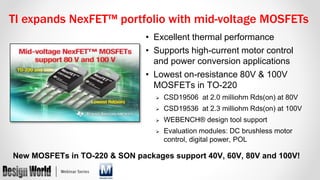 TI’s Next Great Leap: Introducing the NexFET™ 100V Power MOSFETs! | PPTX