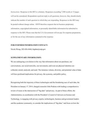 Copy of OSTP RFI on Big Data and Privacy | PDF