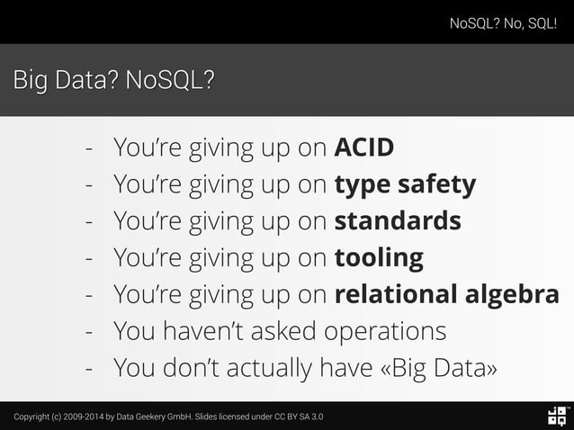 Nosql No Sql How To Calculate Running Totals Our Talk At The Jugs Bern Ppt