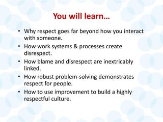 Respect for People: The Lean Way | PDF