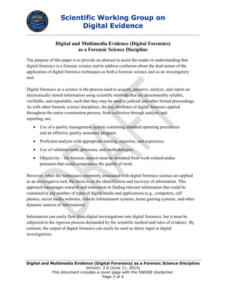 Digital and Multimedia Evidence as a Forensic Science Discipline | PDF