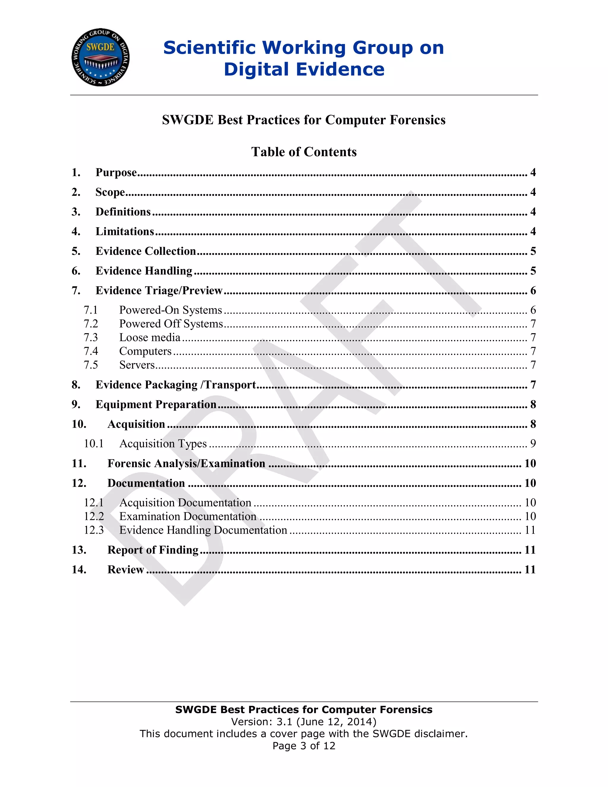 SWGDE Best Practices for Computer Forensics | PDF
