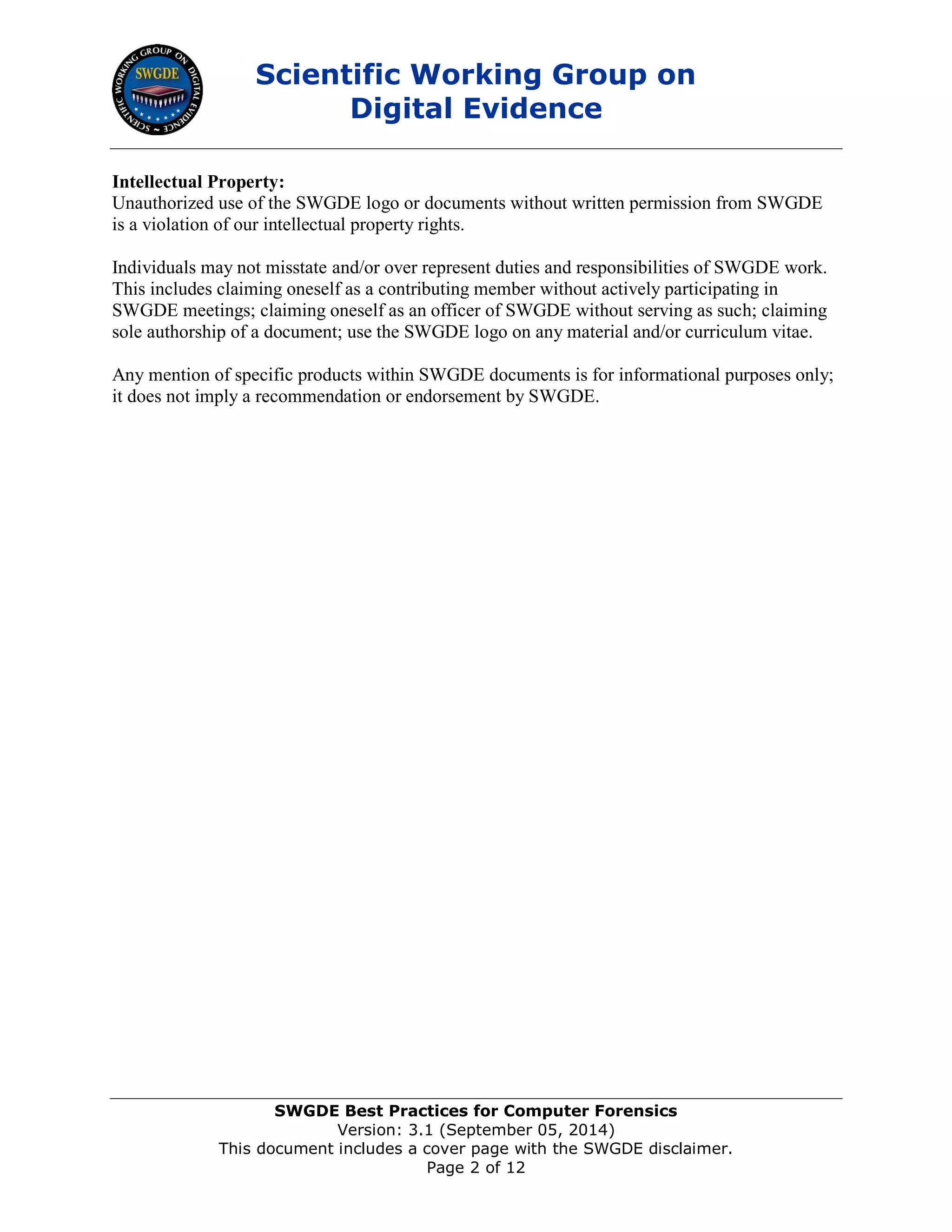 2014 09-05 swgde-best_practices_for_computer_forensics_v3-1 | PDF | Computing | Technology ...