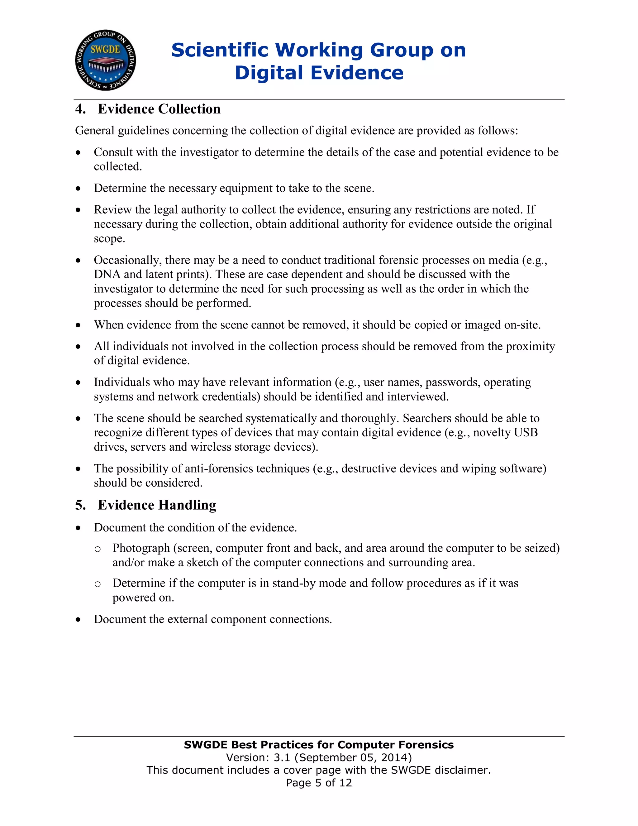 2014 09-05 swgde-best_practices_for_computer_forensics_v3-1 | PDF | Computing | Technology ...