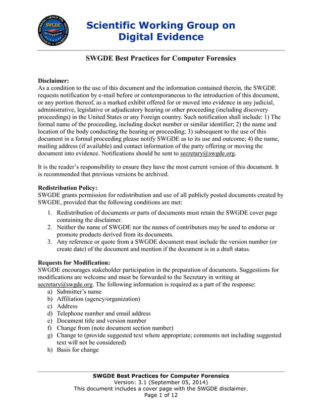 2014 09-05 swgde-best_practices_for_computer_forensics_v3-1 | PDF | Computing | Technology ...