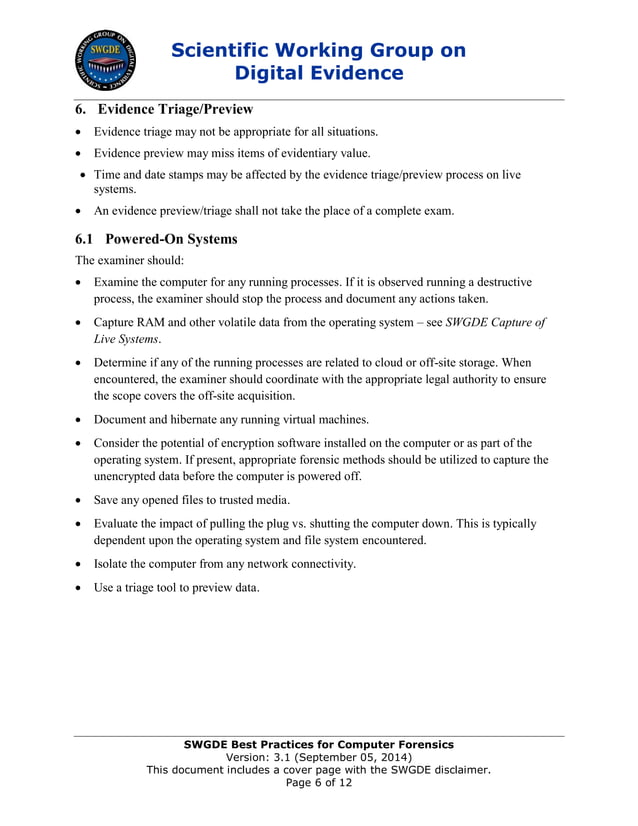 2014 09-05 swgde-best_practices_for_computer_forensics_v3-1 | PDF | Computing | Technology ...