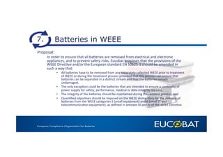 EUCOBAT PRESENTS PRIORITIES FOR BATTERIES DIRECTIVE REVIEW AT ICBR | PDF
