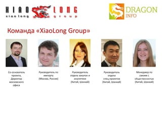 Презентация компании "XiaoLong Group" и проекта Drgon Info | PPT