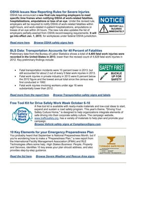 Sept. 2014 ComplianceSigns Connection Workplace Safety Newsletter | PDF ...