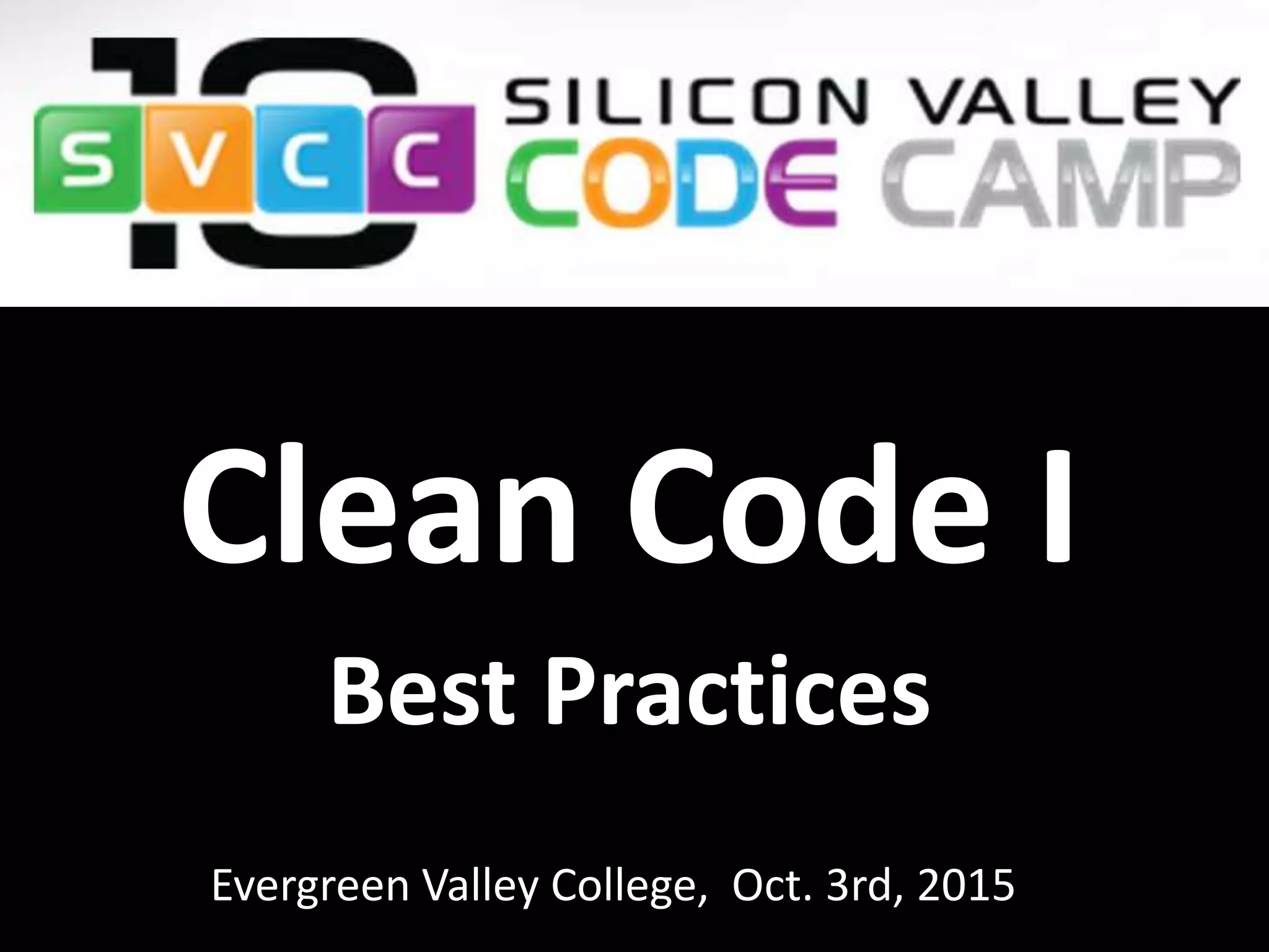 Clean Code I - Best Practices | PPTX