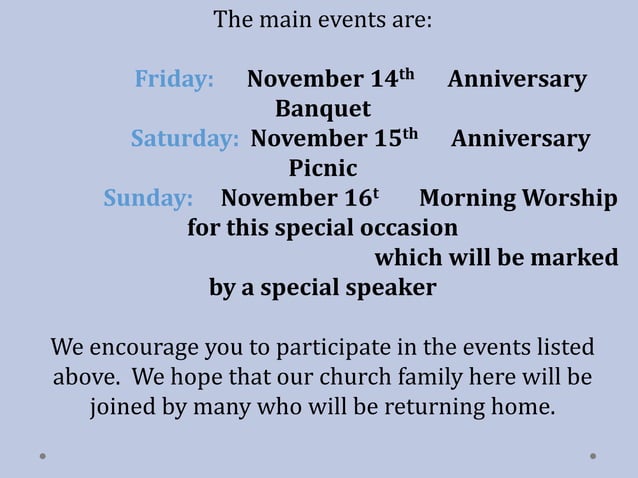 Announcements and Opening Prayer October 19, 2014 | PPT