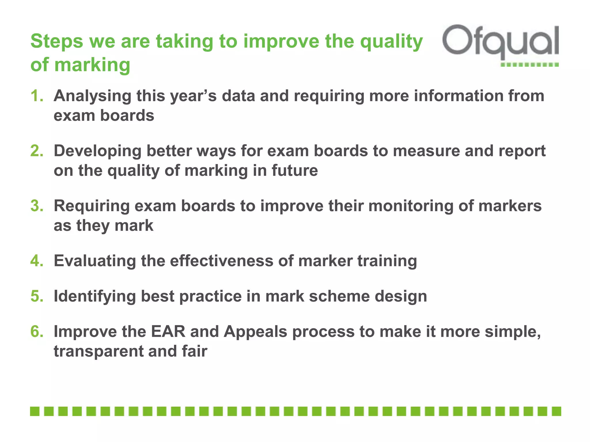 Ofqual’s work on quality of marking | PPTX