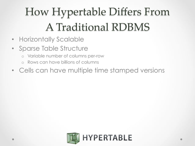 Hypertable - massively scalable nosql database | PPT