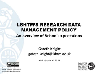 LSHTM Research Data Management Policy: An Overview | PDF | Data Storage ...
