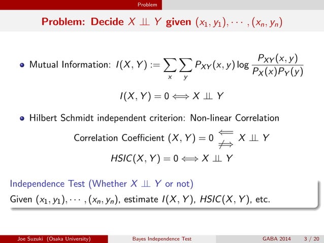 Bayes Independence Test | PPT