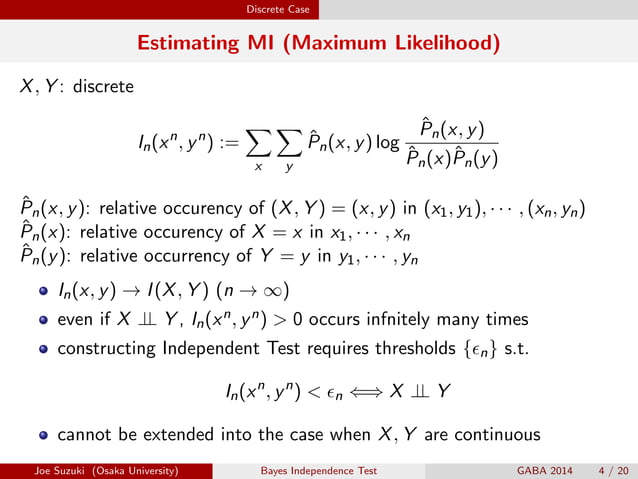 Bayes Independence Test | PPT