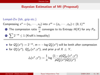 Bayes Independence Test | PPT