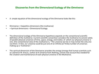 Discoveries from the Dimensional Ecology of the Omniverse | PPT