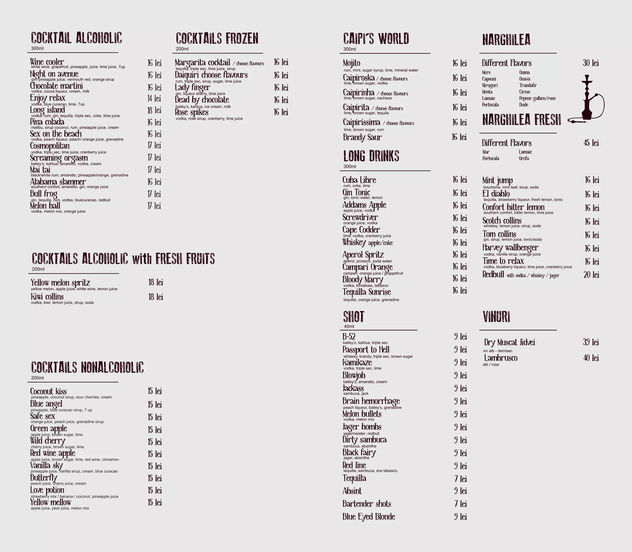 Meniu Relax Cafe Club | PDF