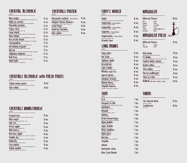 Meniu Relax Cafe Club | PDF