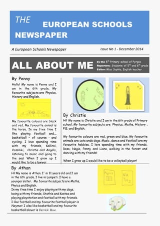 European Schools Newspaper, 8th Primary School of Pyrgos-December 2014 ...