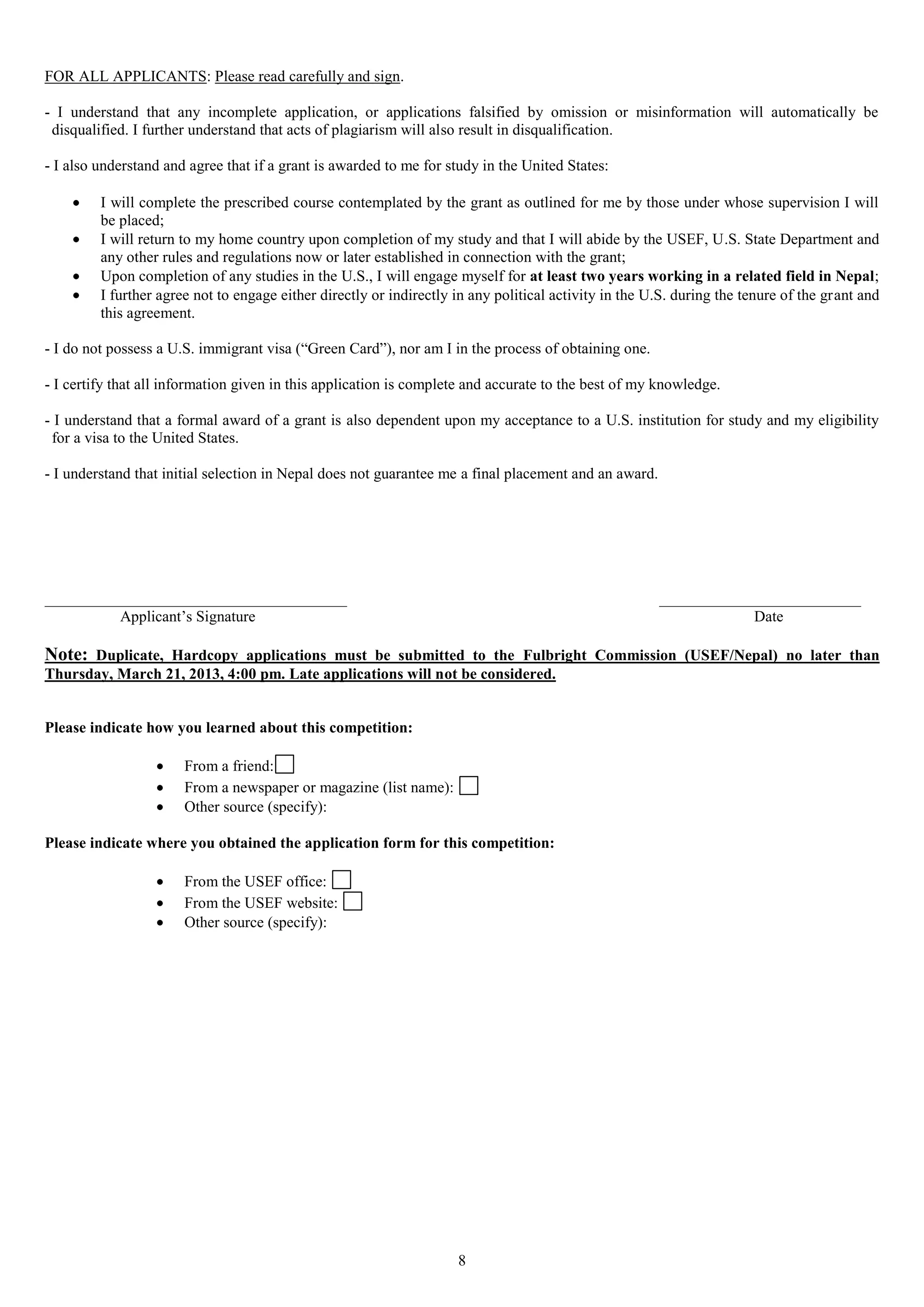 2014 15 fulbright student scholarship - application form | DOC ...