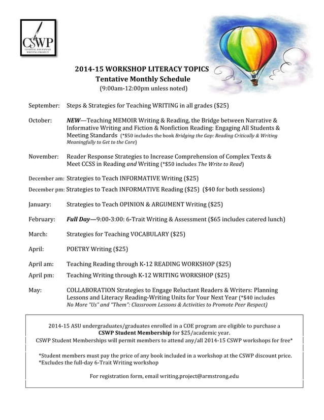 2014-15 Saturday Strategy Workshop Topics | PDF