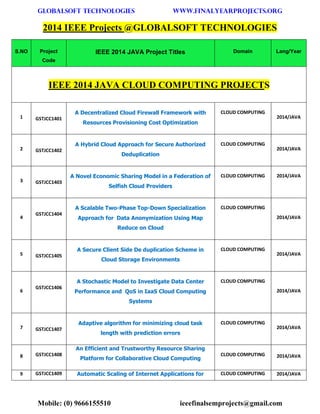 2014 2015 ieee java projects lists | PDF