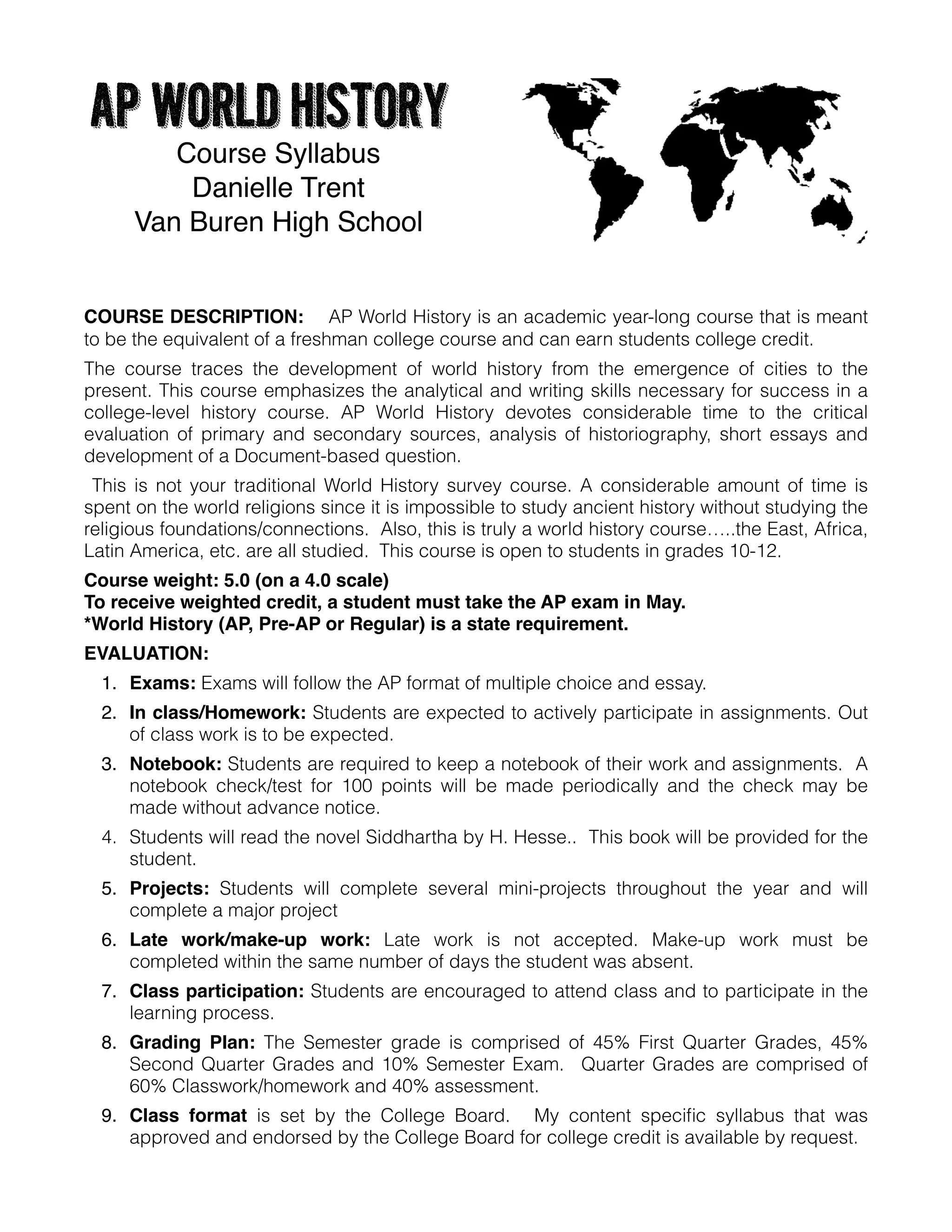 AP World Syllabus Fall 2014 | PDF