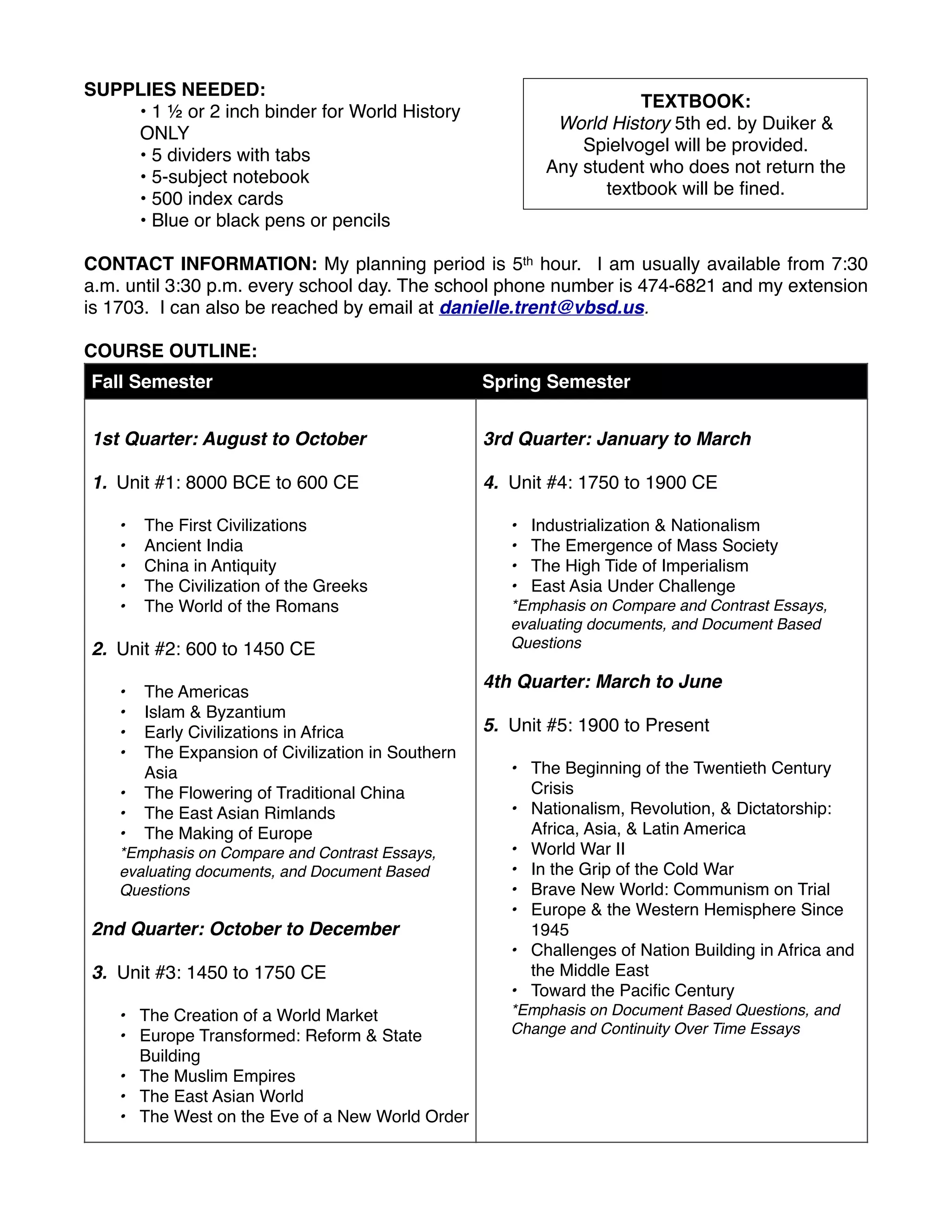 AP World Syllabus Fall 2014 | PDF