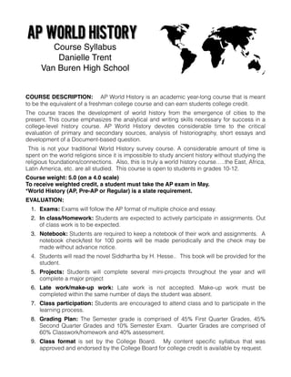 AP World Syllabus Fall 2014 | PDF