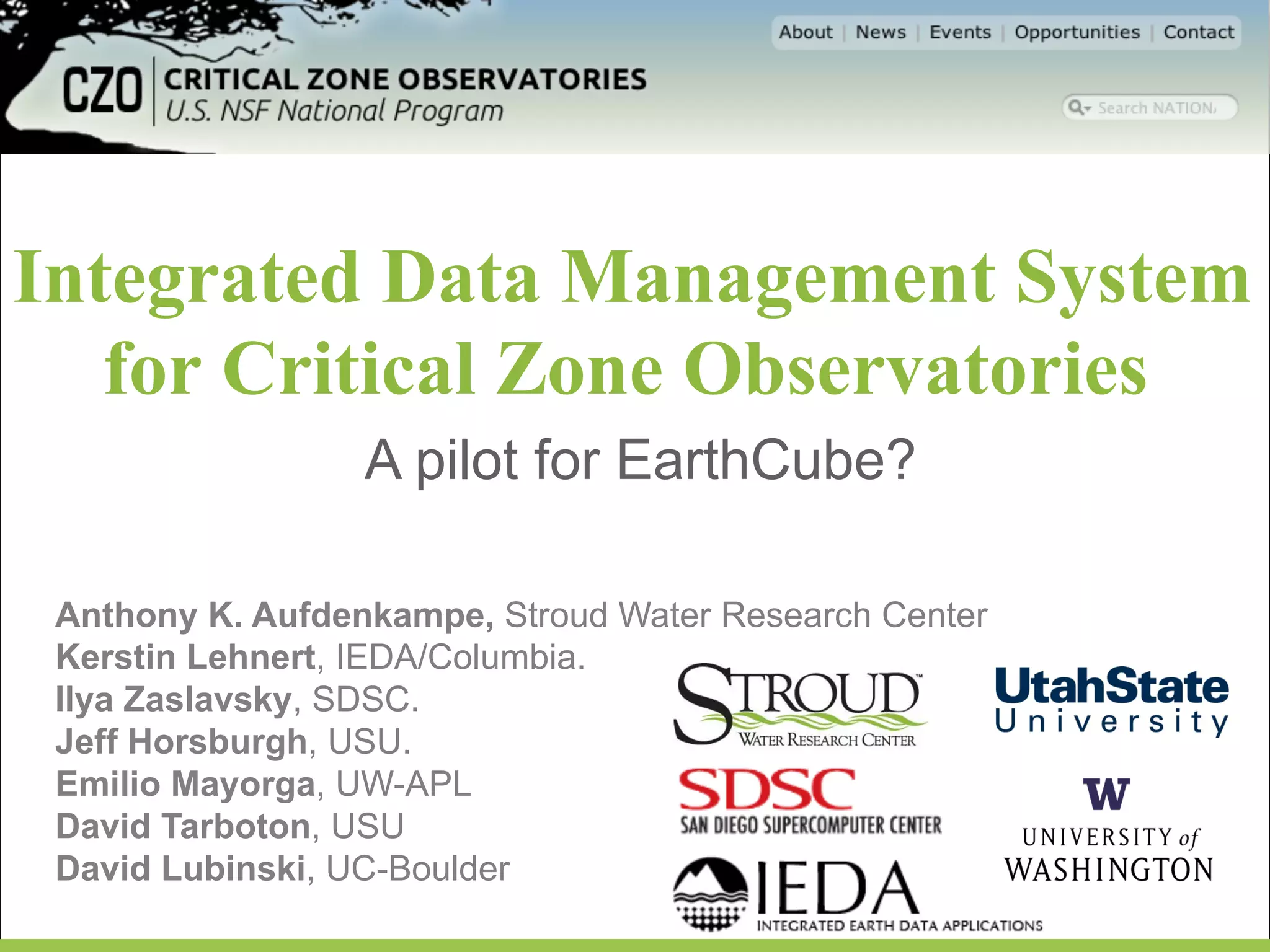AHM 2014: Integrated Data Management System for Critical Zone ...
