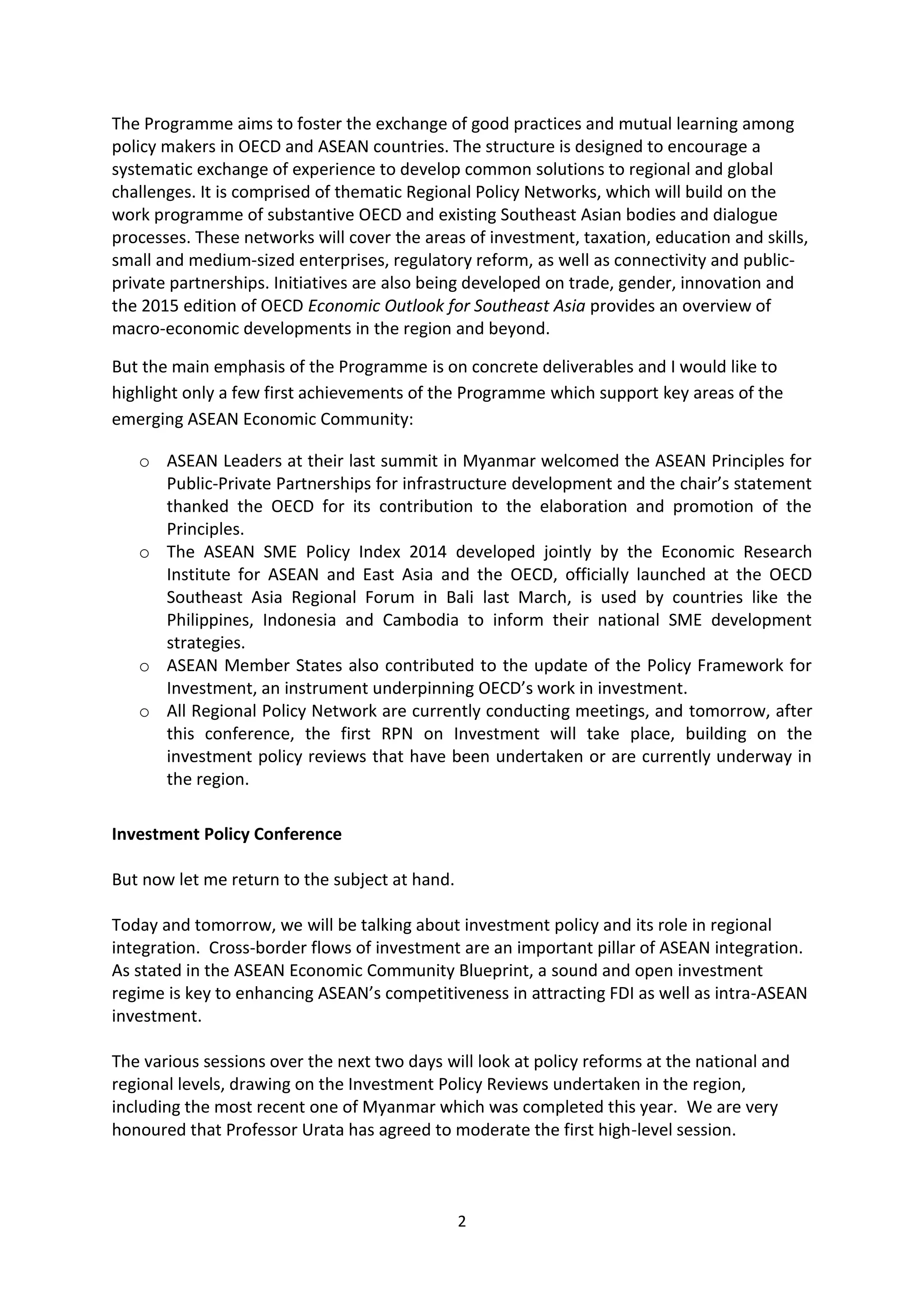 OECD Deputy Secretary-General Rintaro Tamaki's opening remarks at the 2nd ASEAN-OECD Conference ...