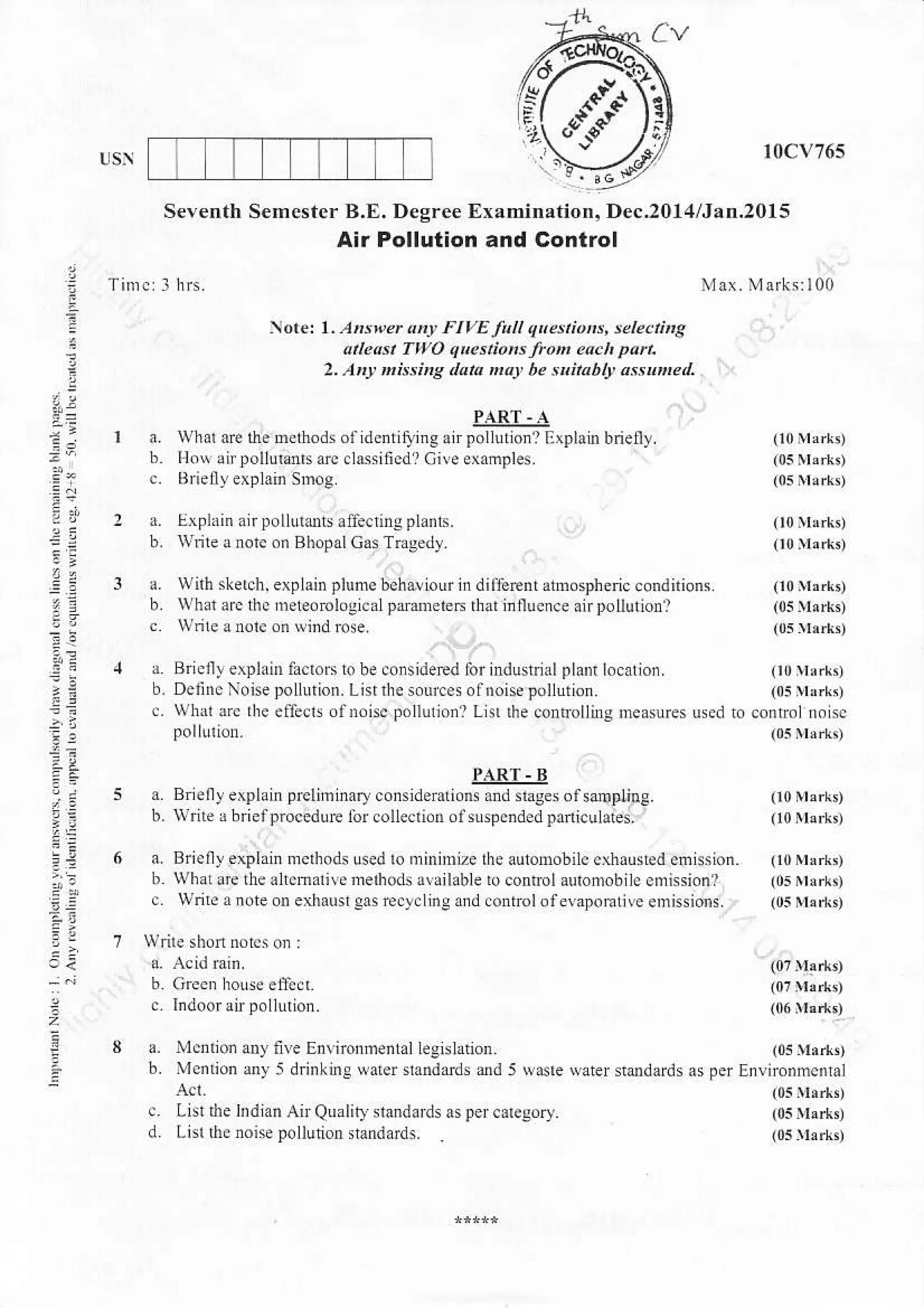 7th Semester (December; January-2014 and 2015) Civil Engineering ...