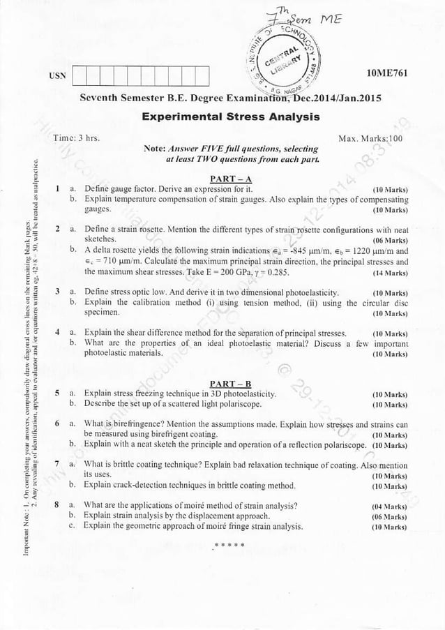 7th Semester (December; January-2014 and 2015) Mechanical Engineering ...