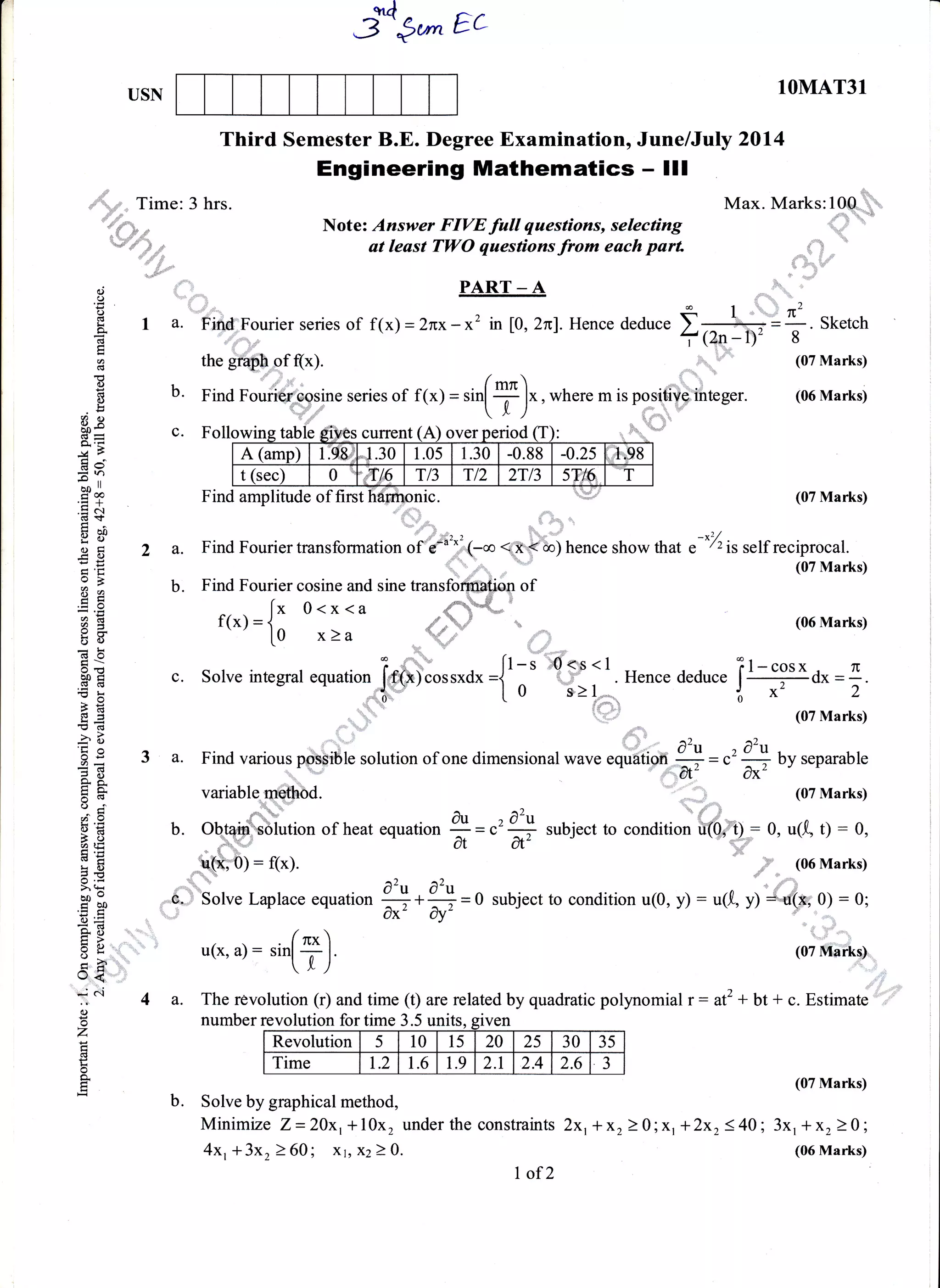 3rd Semester (June; July-2014) Electronics and Communication ...