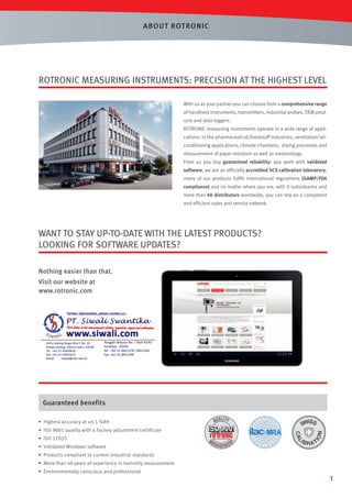 Katalog Rotronic - Humidity Data Logger, Humidity Transmitter, Water ...