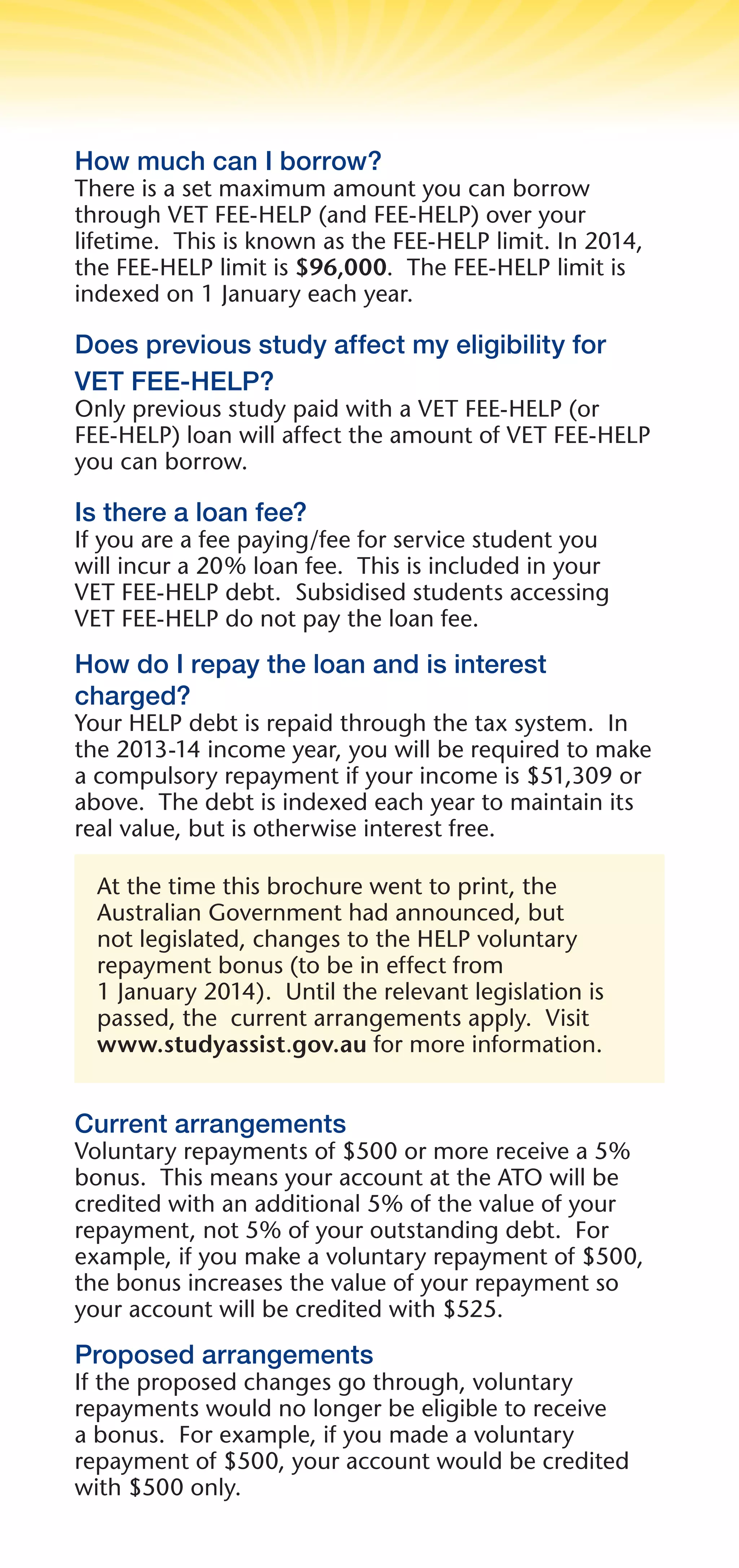 Want to study a vet qualification (vet fee-help) brochure 2014 | PDF
