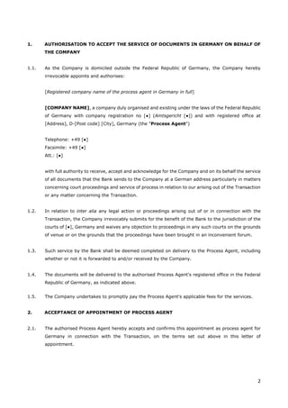 Template Appointment of Process Agent in Germany - Carsted Rosenberg | PDF