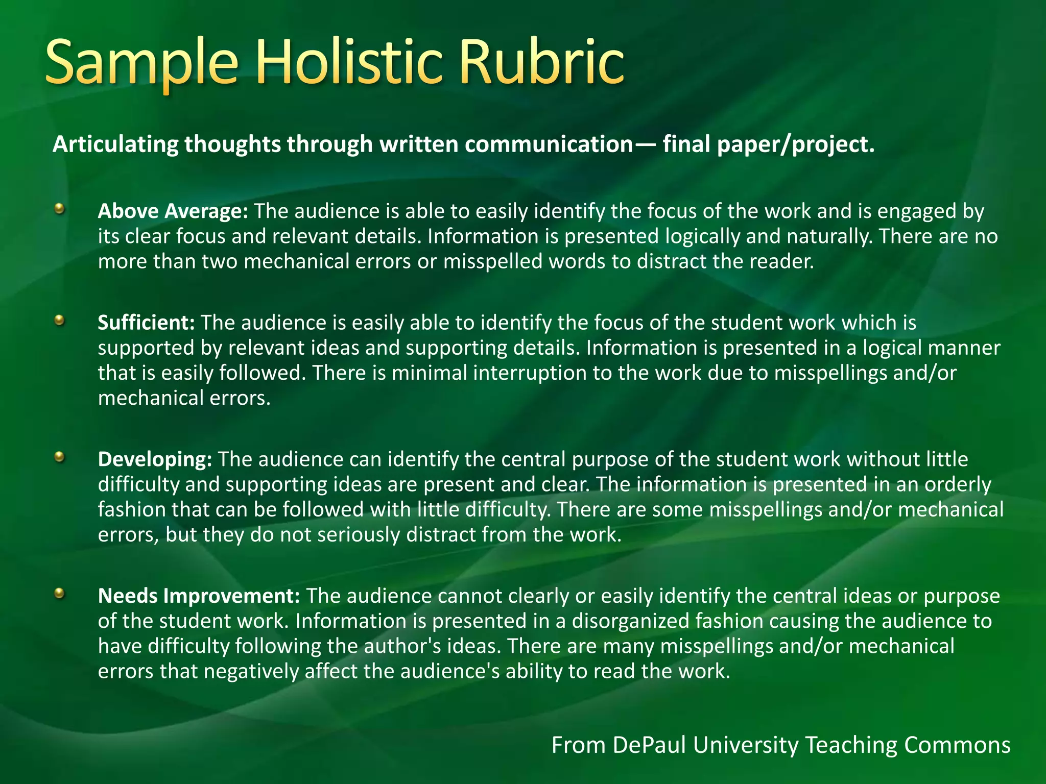 Rubric Development for Teachers | PPTX