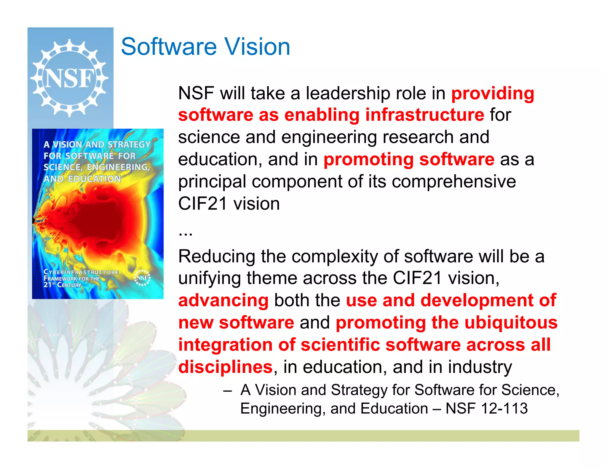NSF SI2 program discussion at 2014 SI2 PI meeting | PDF