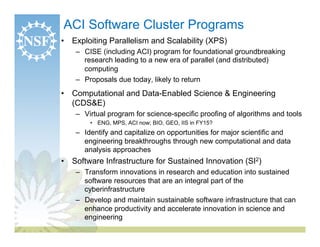 NSF SI2 program discussion at 2014 SI2 PI meeting | PDF