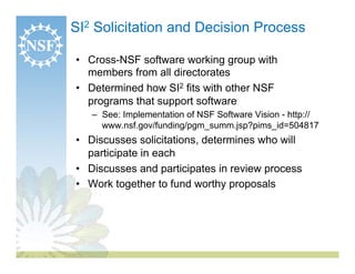 NSF SI2 program discussion at 2014 SI2 PI meeting | PDF