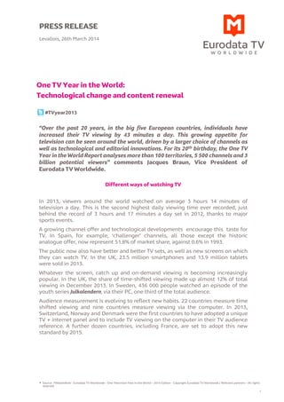 2015 04 02 Press conference One TV Year in the World | PDF
