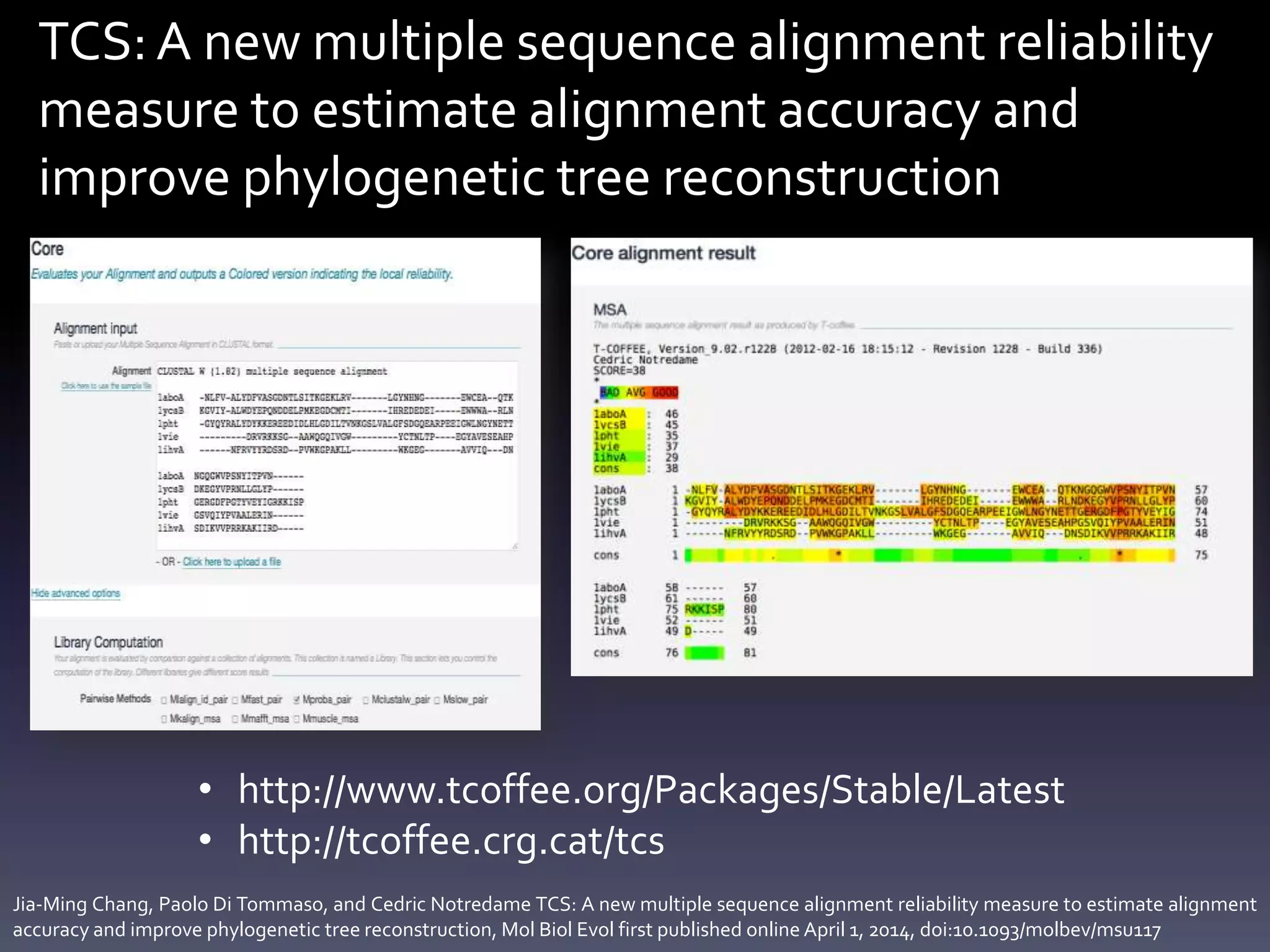 TCS: A new multiple sequence alignment reliability measure to estimate ...