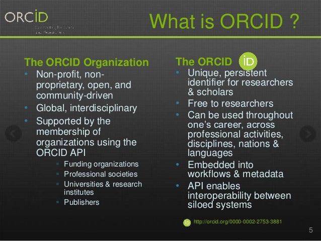 Brief overview of ORCID