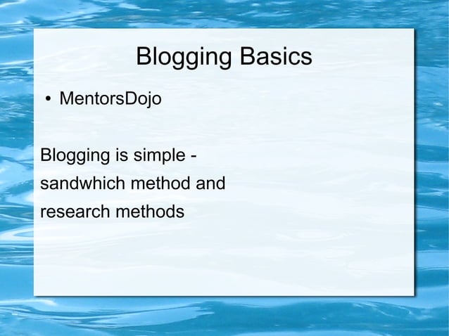 Blogging Basics | PPT