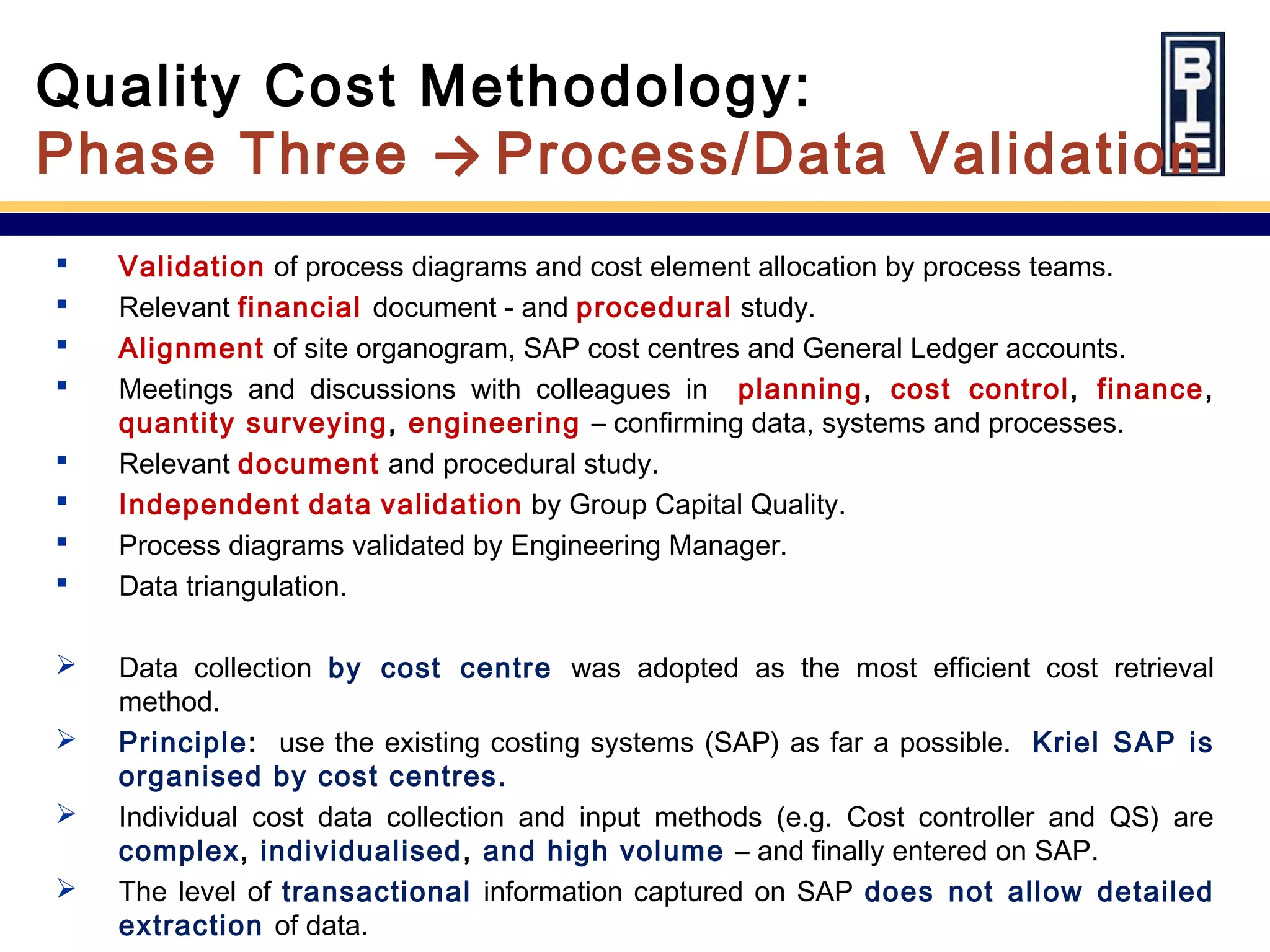 Design of a Prevention, Appraisal and Failure Cost Model | PPT