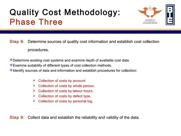 Design of a Prevention, Appraisal and Failure Cost Model | PPT